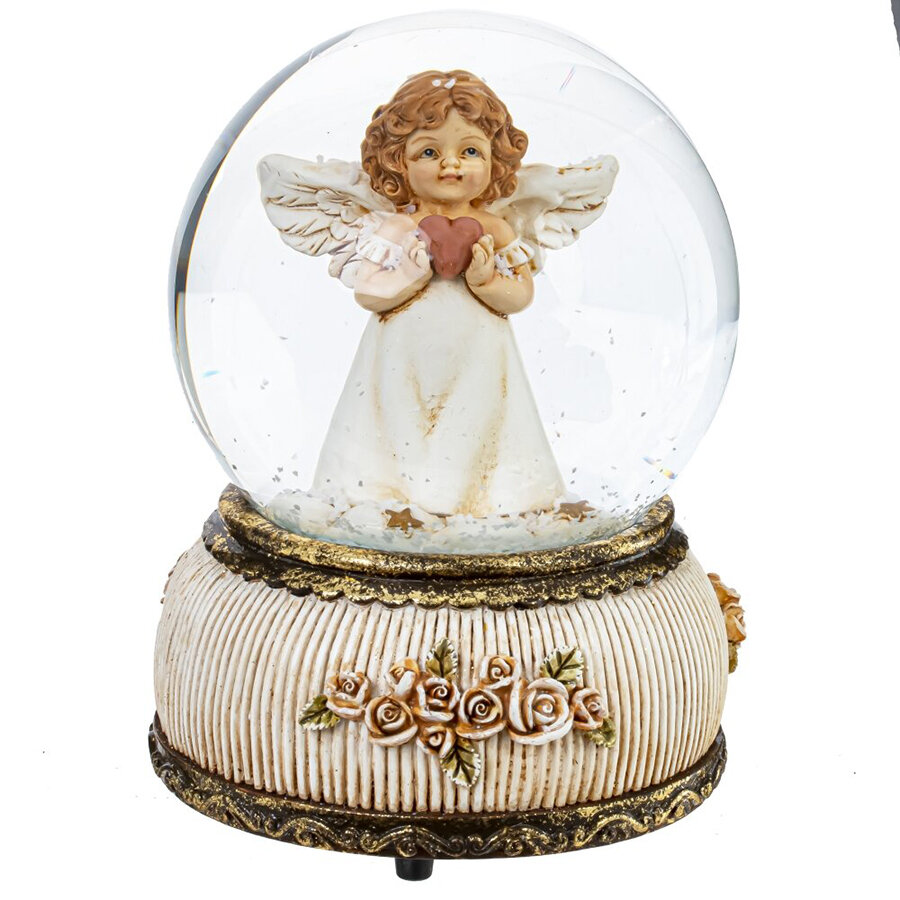Фигурка в стеклянном шаре Ангел Remecoclub, полимер и стекло, 14,5x11x11 см