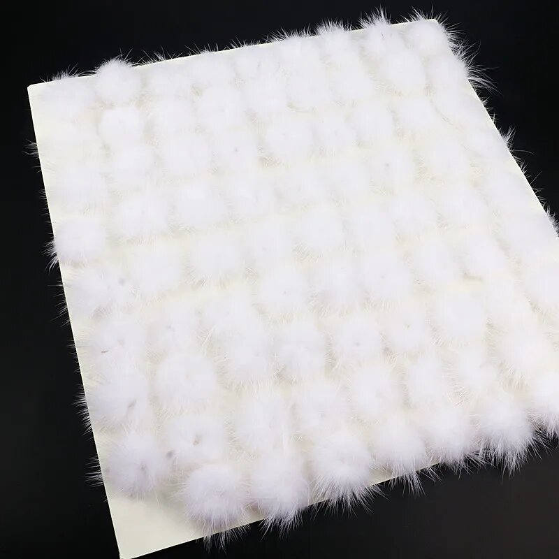 Мини помпоны из меха норки 100 шт. Белый, white, 25mm 10Pcs