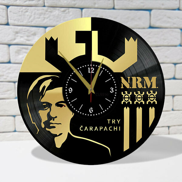 Часы из виниловой пластинки N.R.M золотая подложка