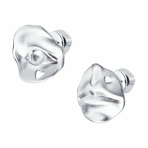 Серьги пусеты, серебро, 925 проба, родирование