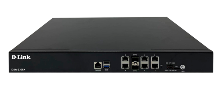 D-Link DSA-2308X/A1A Сервисный маршрутизатор с 6 настраиваемыми портами 10/100/1000Base-T и 2 портами 10GBase-X SFP+