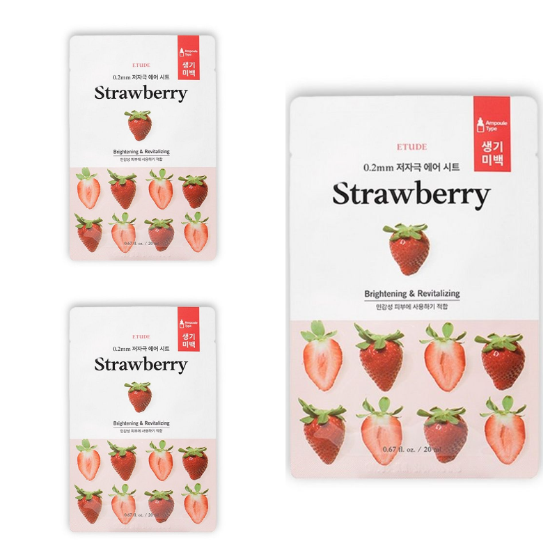 Тканевая маска для лица Etude с экстрактом клубники, 20 мл, 3 шт.