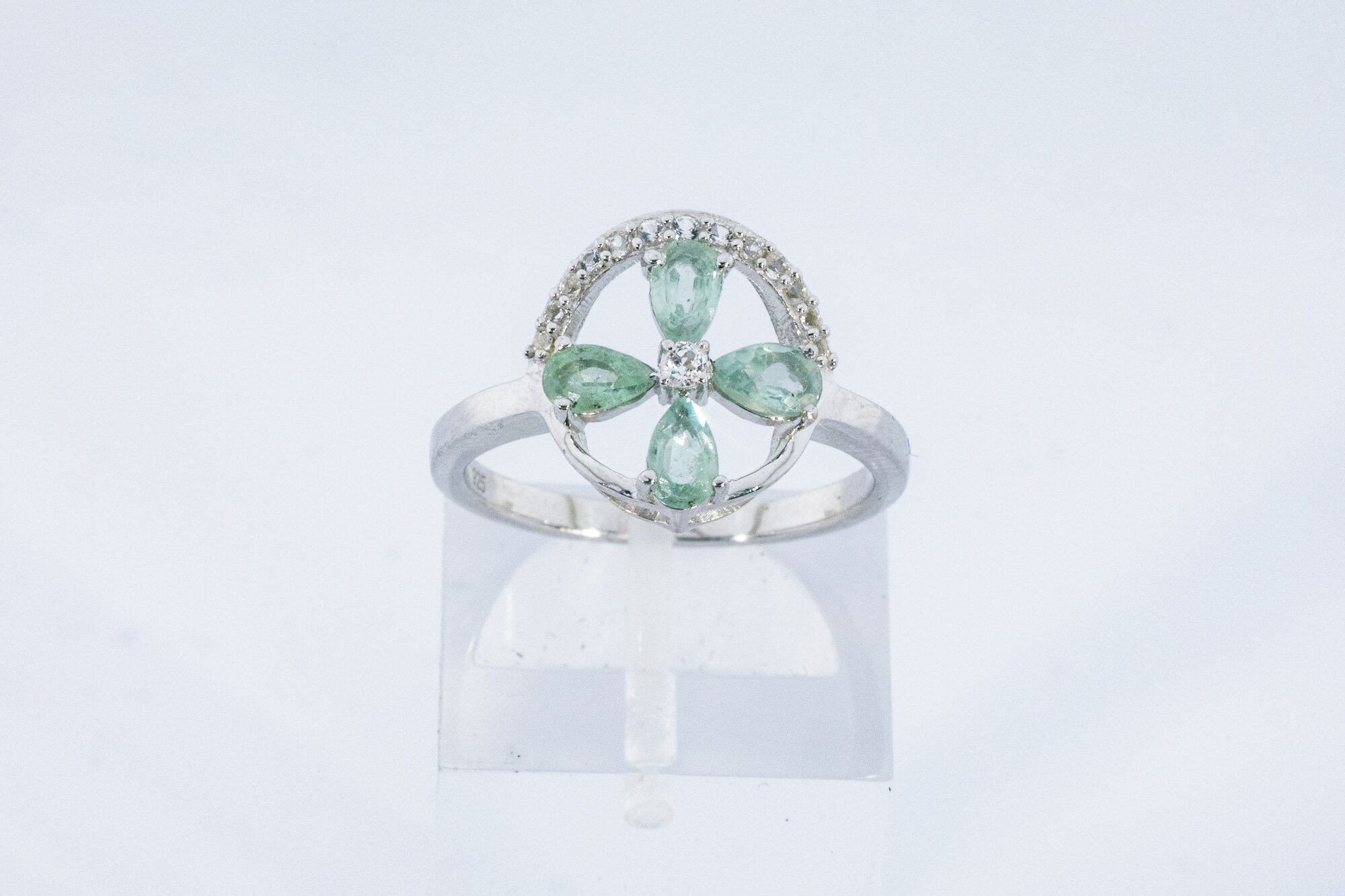 Кольцо, серебро, 925 проба, родирование, кианит, топаз