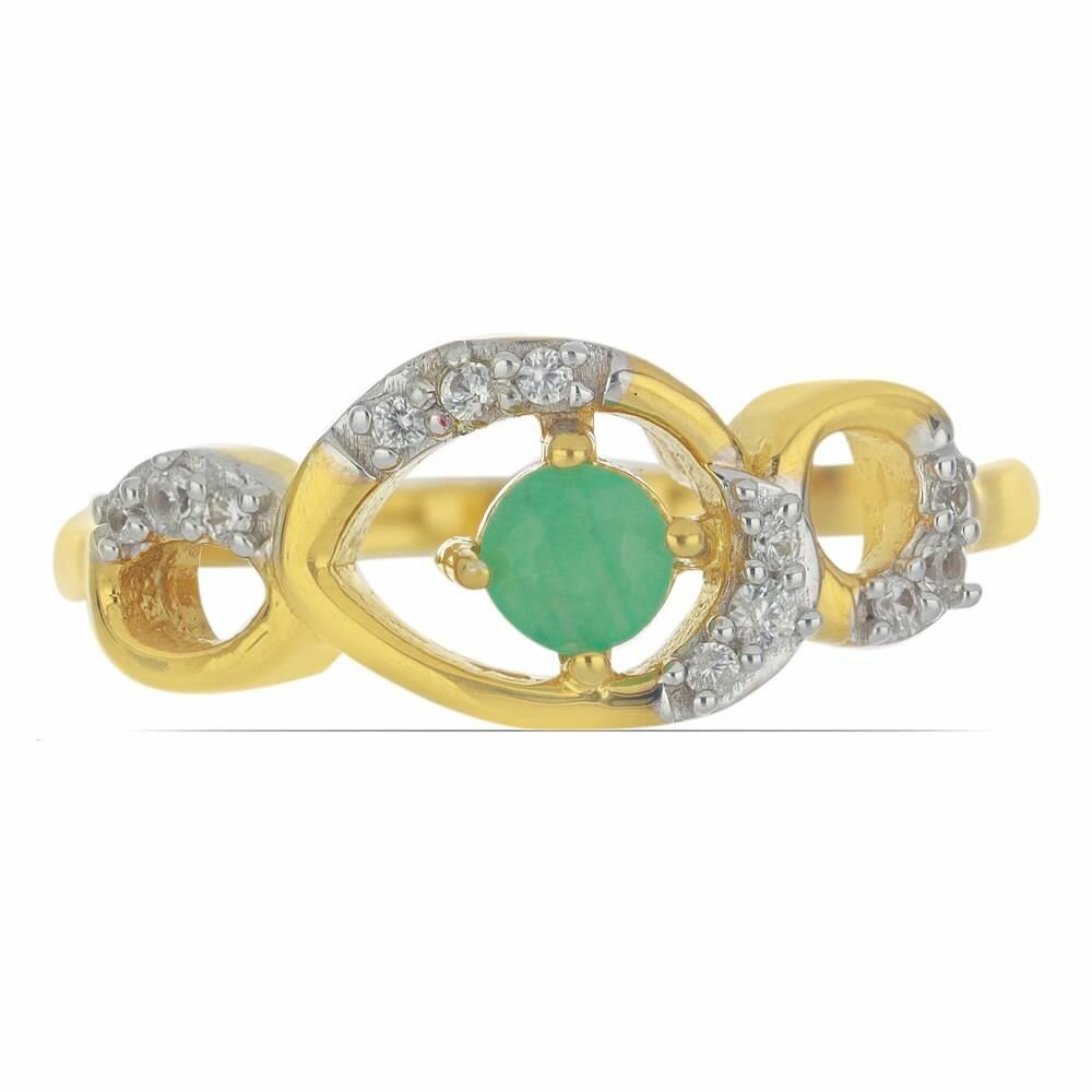 Кольцо, серебро, 925 проба, циркон, изумруд