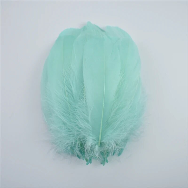 Цветные гусиные перья FlyReal 12-18 см 20 шт Изумрудный, Mint Green