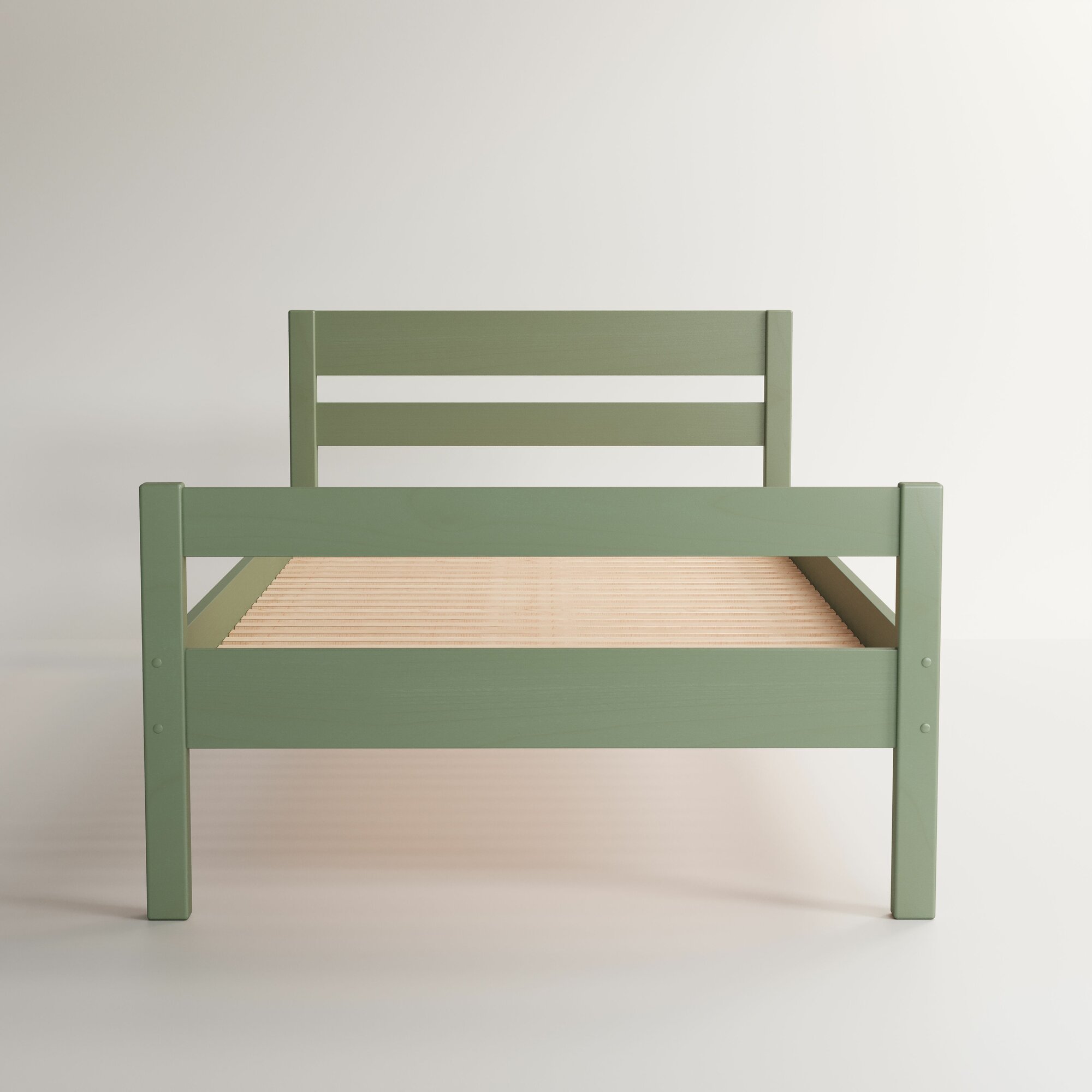 Кровать односпальная, 80х190 см, Hansales, деревянная, из массива березы, односпальная, с изножьем, цвет оливковый