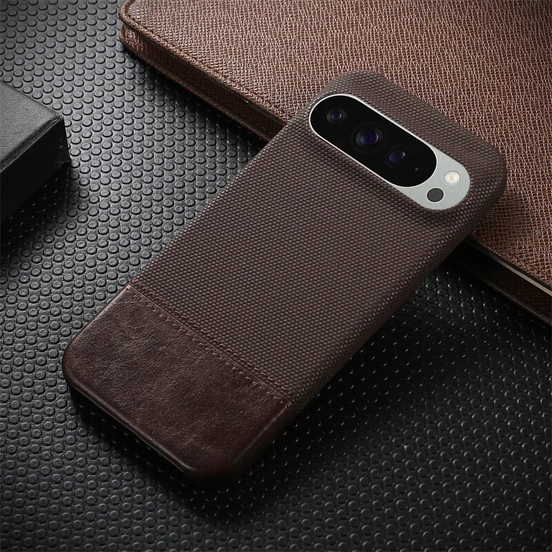 Роскошный матовый чехол из хлопка и льна с мягкой кожаной Коричневый, Brown, For Pixel 8 Pro