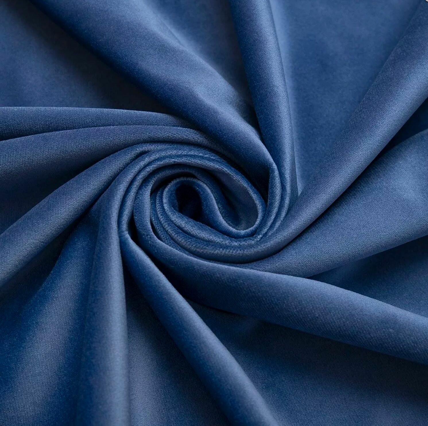 Ткань бархат для рукоделия, цвет синий, ширина 200 см, цена за 10 см