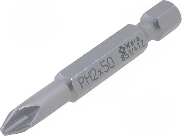 Наконечник для отверток WERA WERA.851/4TZ/2, Насадка крестовая Phillips 1/4 лезвие PH2 Wera, 1шт