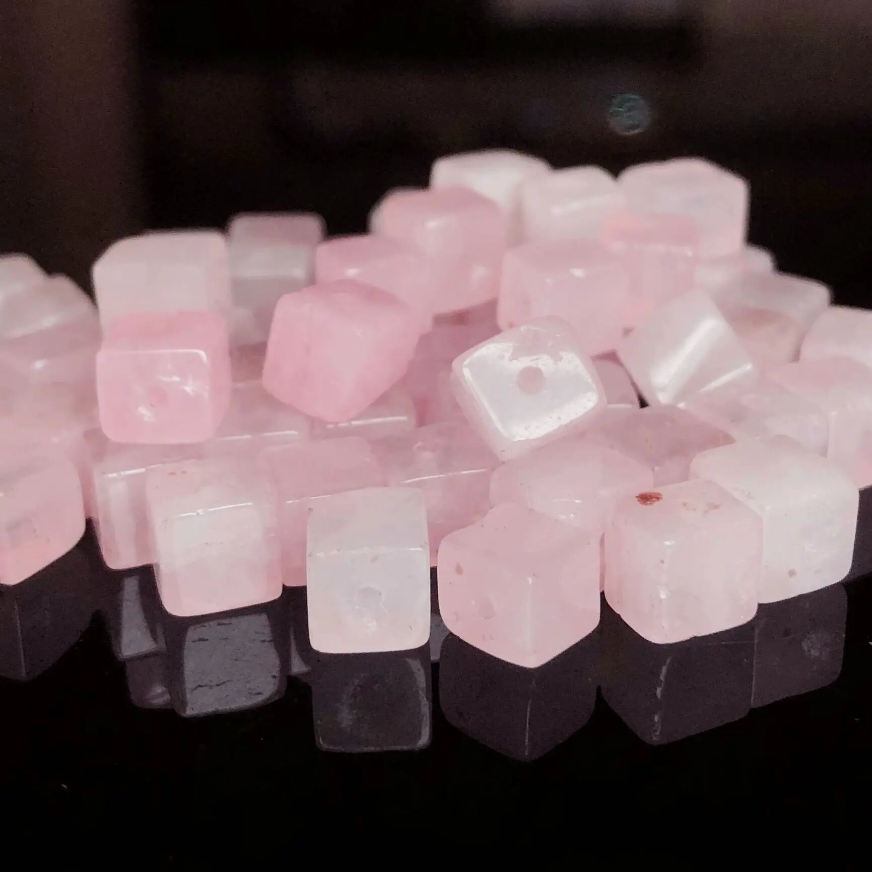 LNMBII Кубические бусины из натурального камня 4/6/8 мм Розовый, 6mm about 61pcs, Rose Quartz