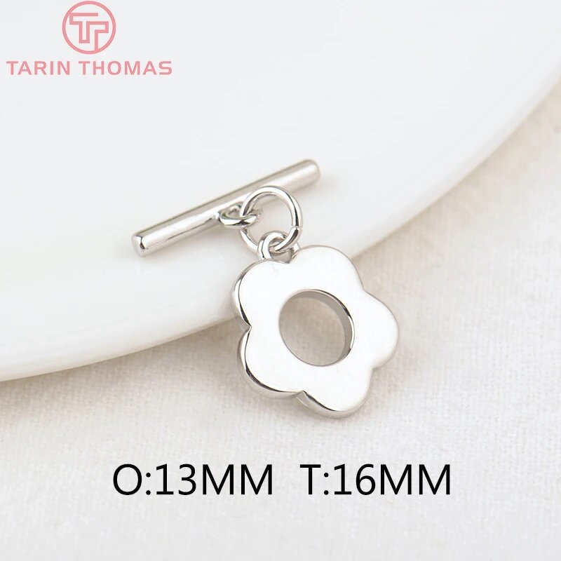 TARIN THOMAS Замок-тогл с цветком, Белый, 13x16 мм