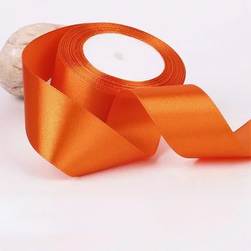 Атласные ленты merylover 25 ярдов 6/10/15/20/25/40/50 мм Оранжевый, orange, ribbon 15mm