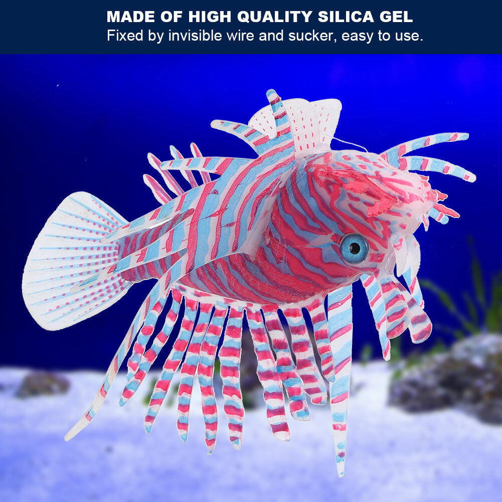 Аквариум Искусственный Имитация Силикона Крылатка Светящийся Орнамент Украшение АквариумаКрасный и синий