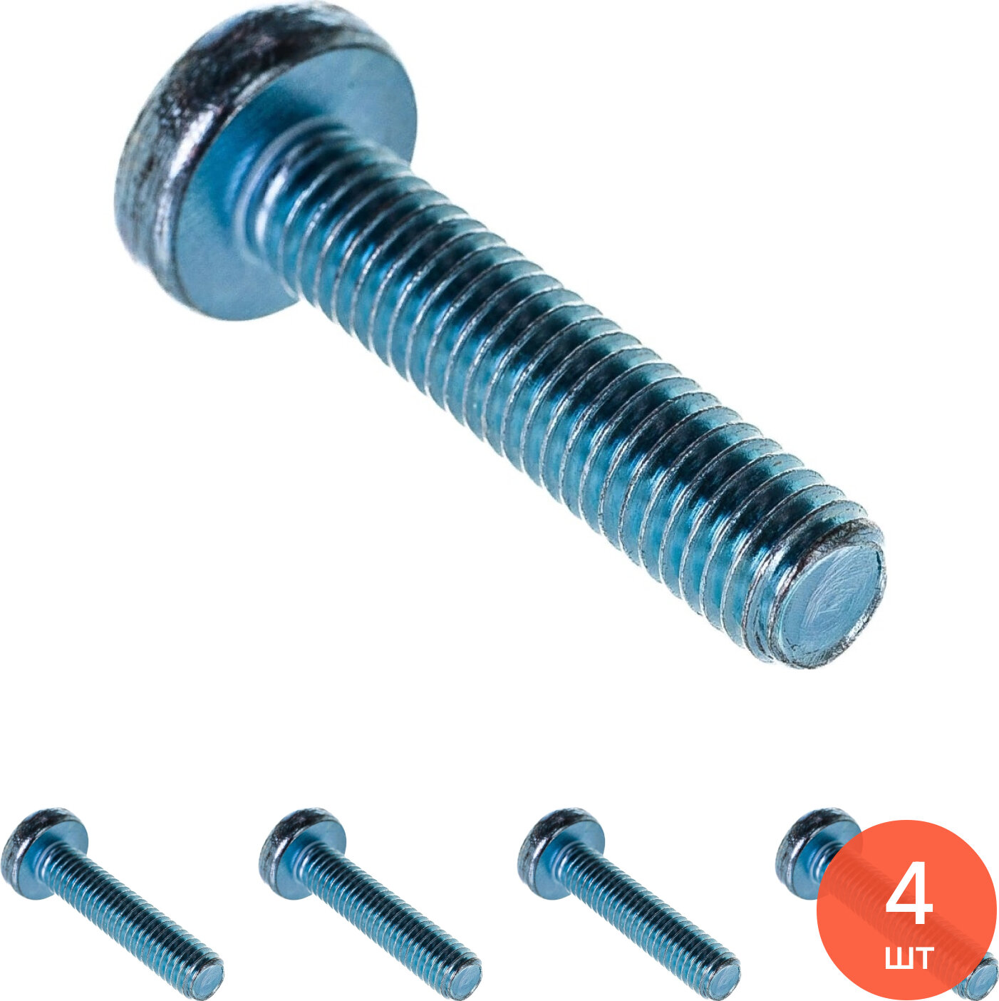 Винт Стройбат DIN 7985 метрический оцинкованный стальной, серый, 6×40мм, резьба М6, 3шт. / крепеж (комплект из 4 шт)