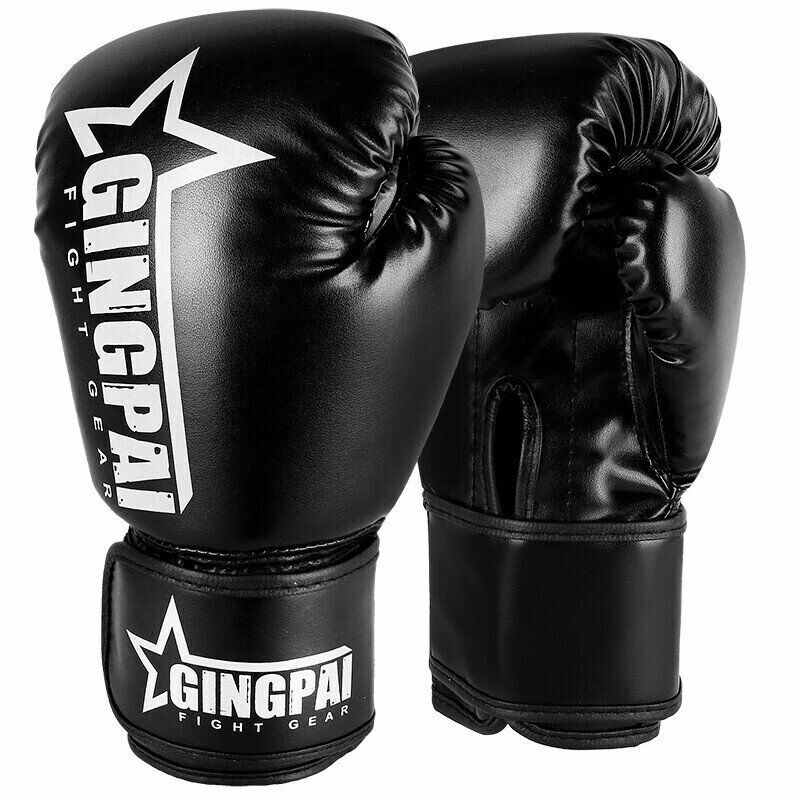 Jingpai Boxing Gloves for Adults And Children, Sanda Fighting Gloves, Breathable for Men And Women, Practical Training for Punching Bag, Black, 10oz