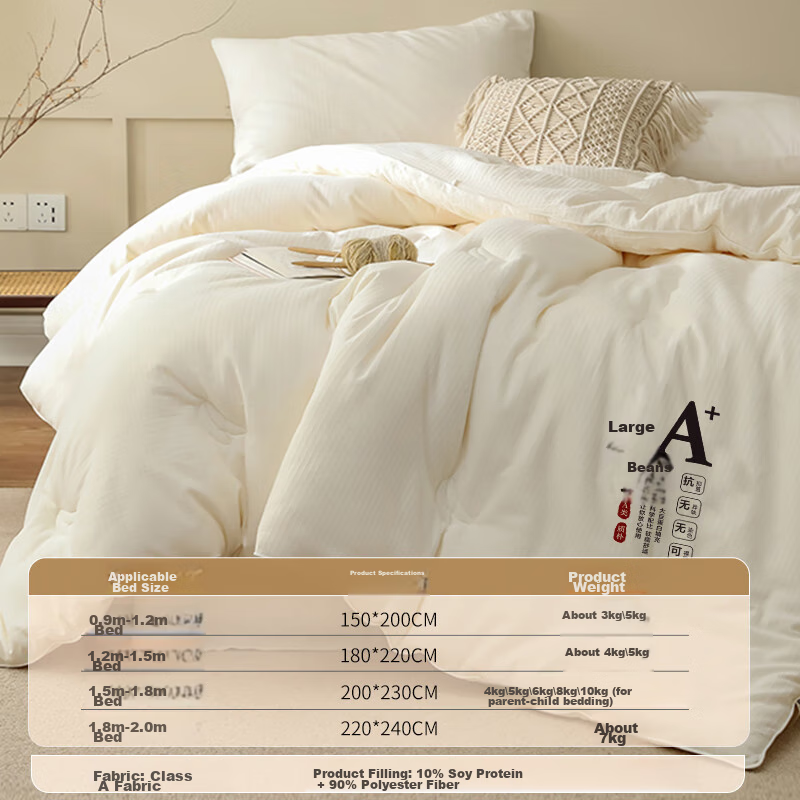 MUJI Class A 10% Soybean Fiber Comforter, Autumn And Winter Quilt, 5 Jin, 180x220cm