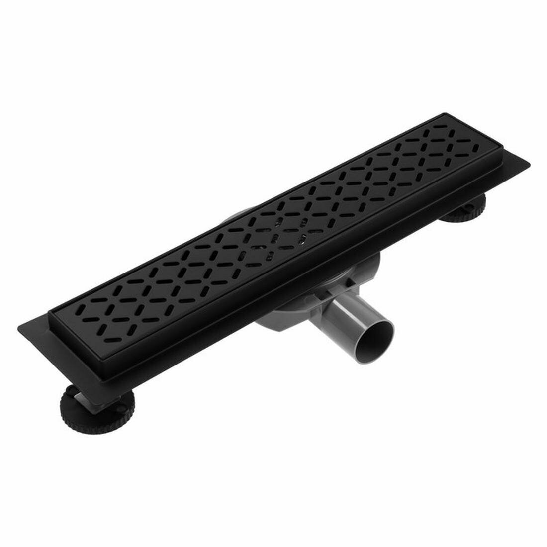 Трап ZEIN engr, c флaнцeм свободного вращ 360°, 7×40 см, d=40/50 мм, нерж сталь, черный