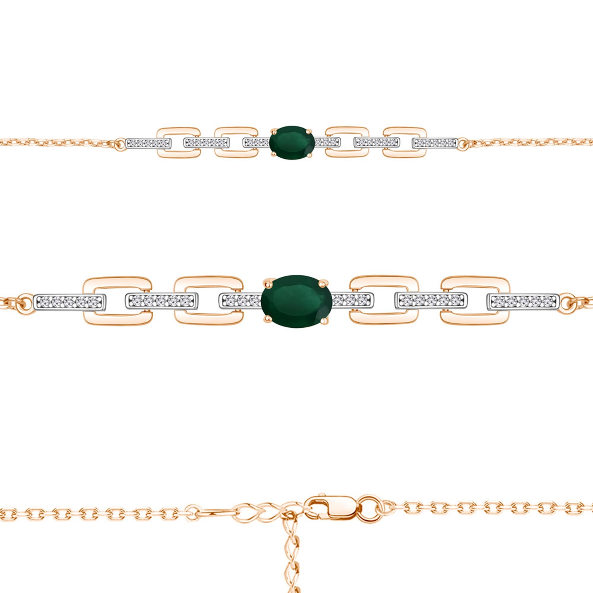 Браслет, серебро, 925 проба, золочение, фианит, агат