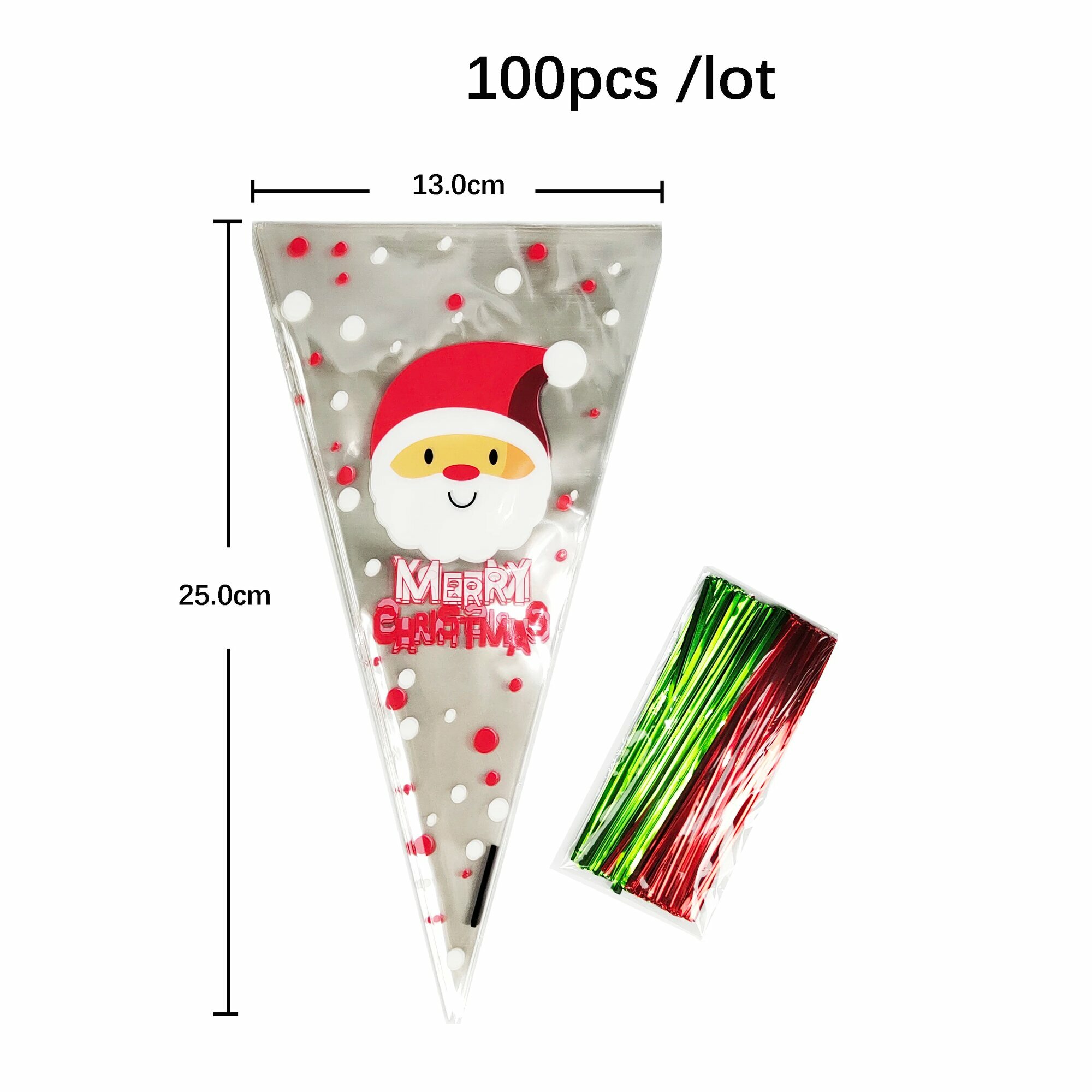 50/100 шт, рождественские конфеты, конусы, пакеты, Санта-Снежинка, печенье Xmax, упаковка, пластиковый подарочный пакет, украшение для рождественской вечеринки, 2025