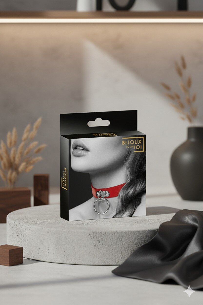 Чокер Bijoux pour Toi "Collier Fetish Rouge", с кольцом, красный, полиуретан, 13см