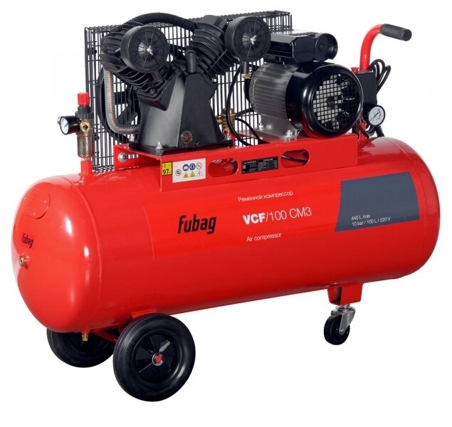 Компрессор FUBAG VCF/100 СM3 Потребляемая мощность - 2,2 кВт Давление - 10 бар Объём ресивера - 100 л