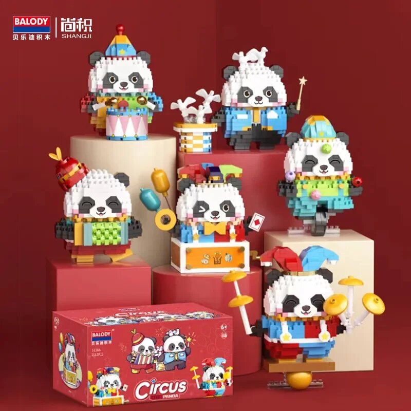Конструктор Balody Circus Панды 6 шт, Цвет: 16386, в коробке