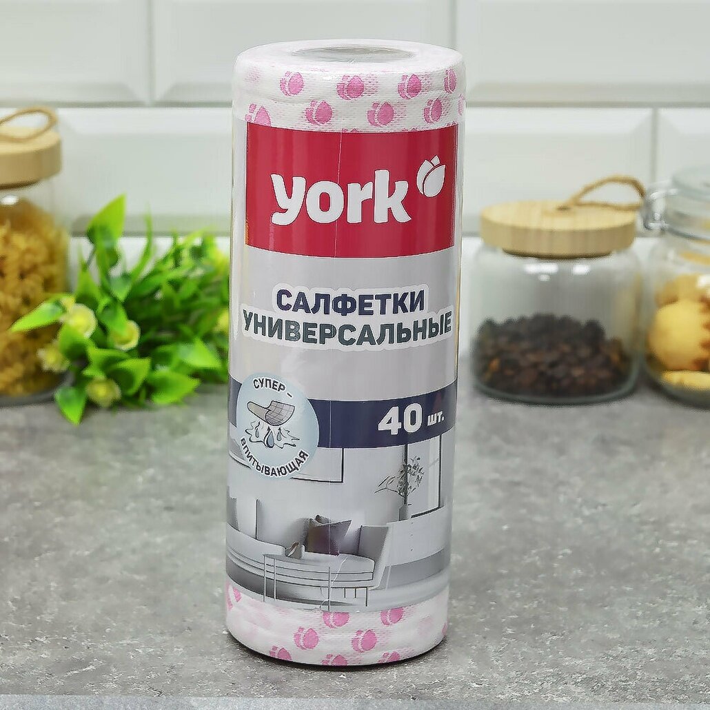 Салфетки универсальные вискозные, высокая впитываемость, 25х40 см, 40 шт, дизайн «Тюльпан»