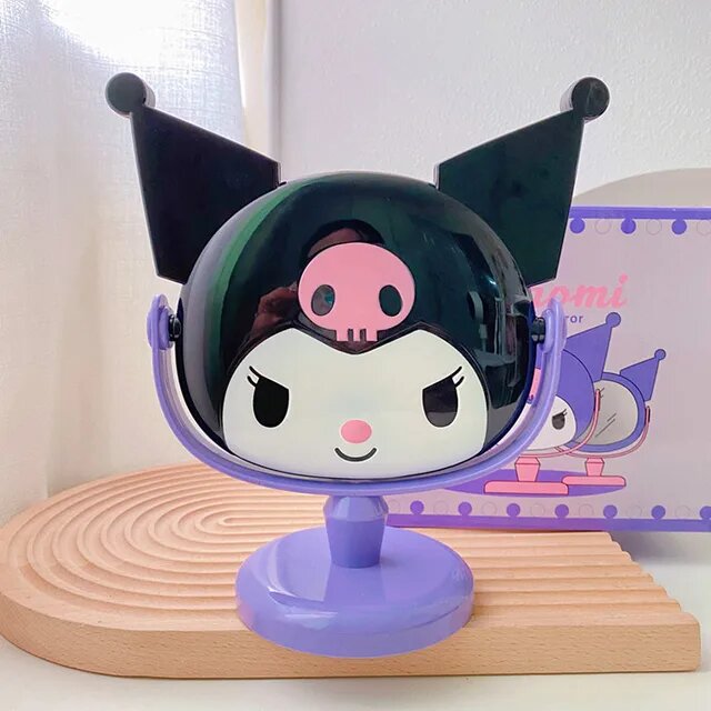 MINISO Hello Kitty My Melody Kuromi мультяшное настольное зеркало, милое кавайное зеркало для макияжа, симпатичная декоративная форма, одностороннее зеркало
