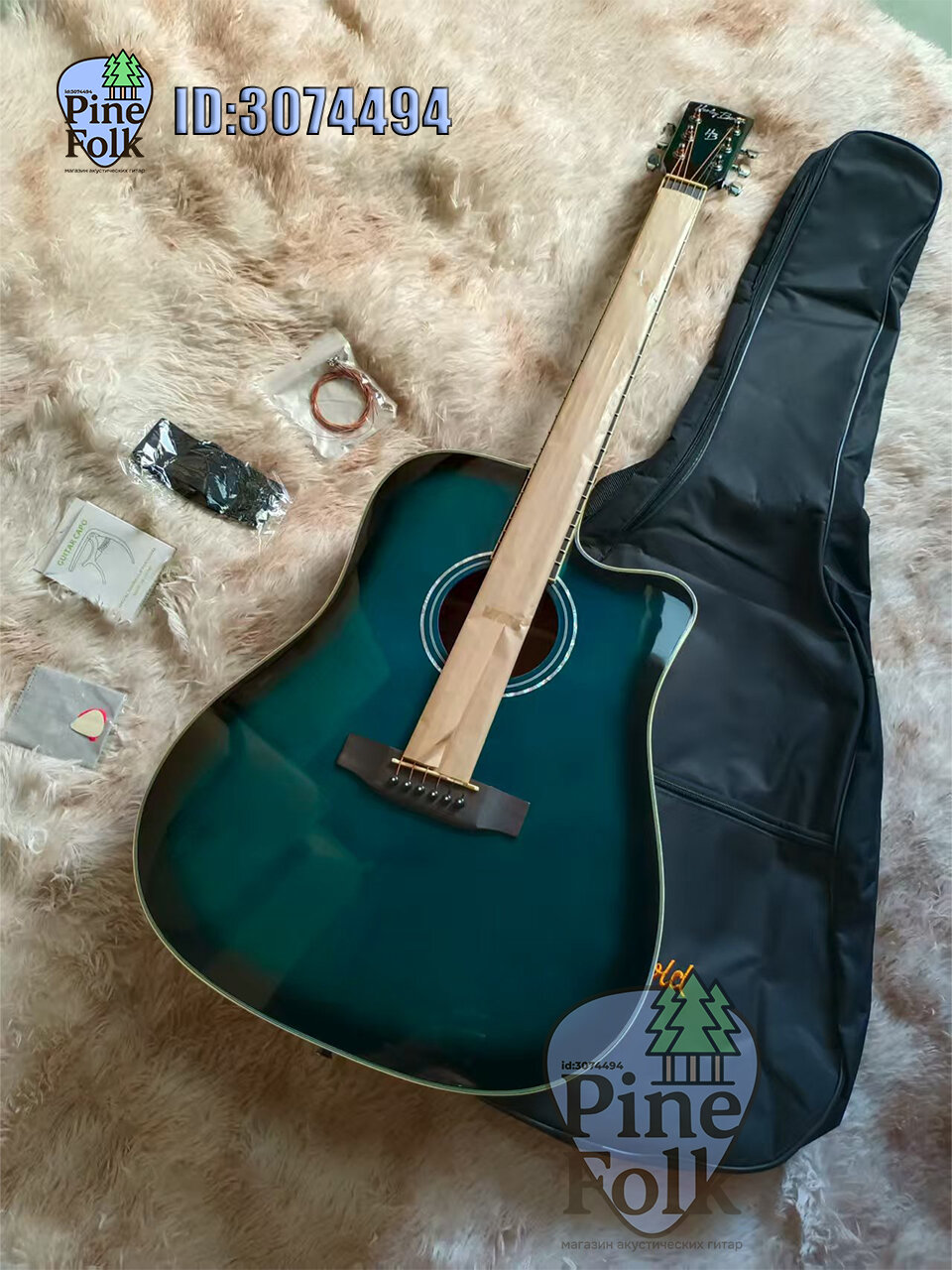 Акустическая гитара Harley Benton Blue-green, комплект
