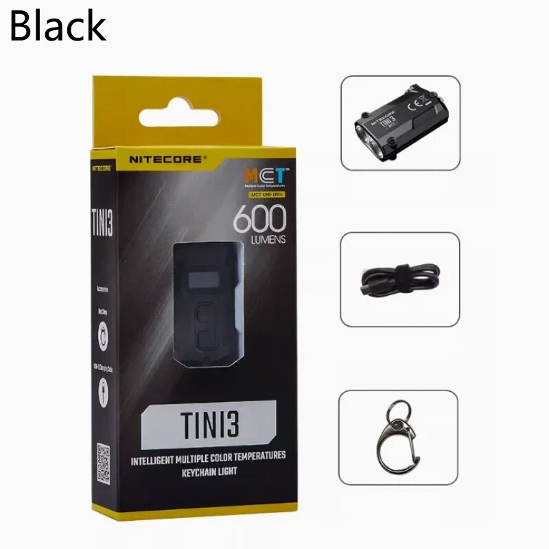NITECORE TINI3 600 люмен алюминиевый фонарик Черный, Умная LED-фонарик с ярким светом