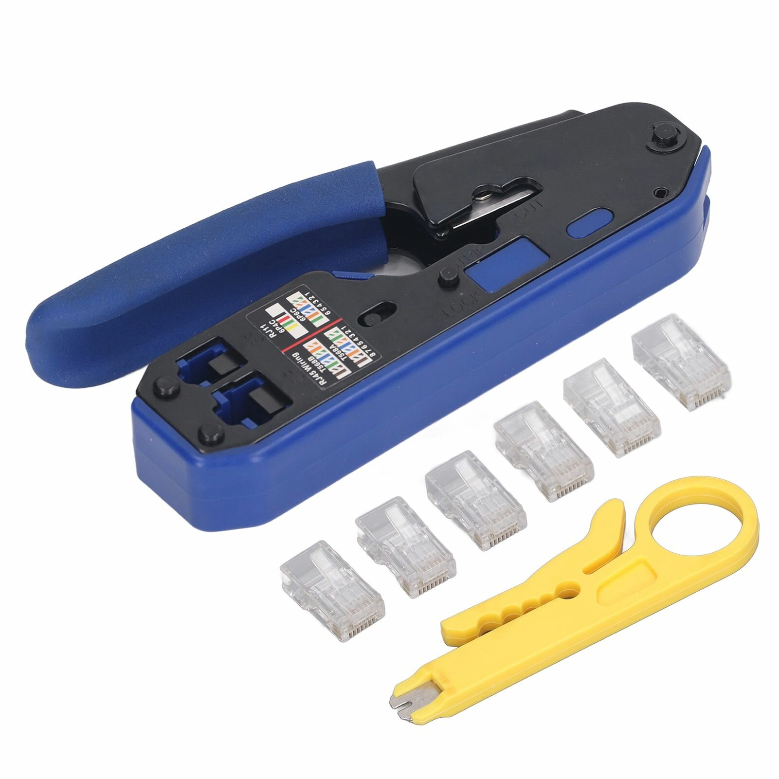 Набор инструментов для обжима RJ45, сетевой кабель, разъем Ethernet, сквозные щипцы для разъема Cat5e Cat6 Cat6a