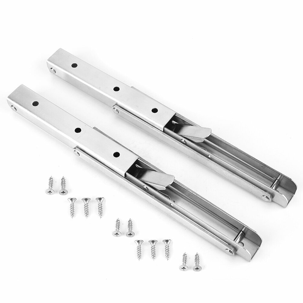 Stainless Steel Wall Mounted Folding Bracket Corner Triangle Brace Shelf Support (12in)
