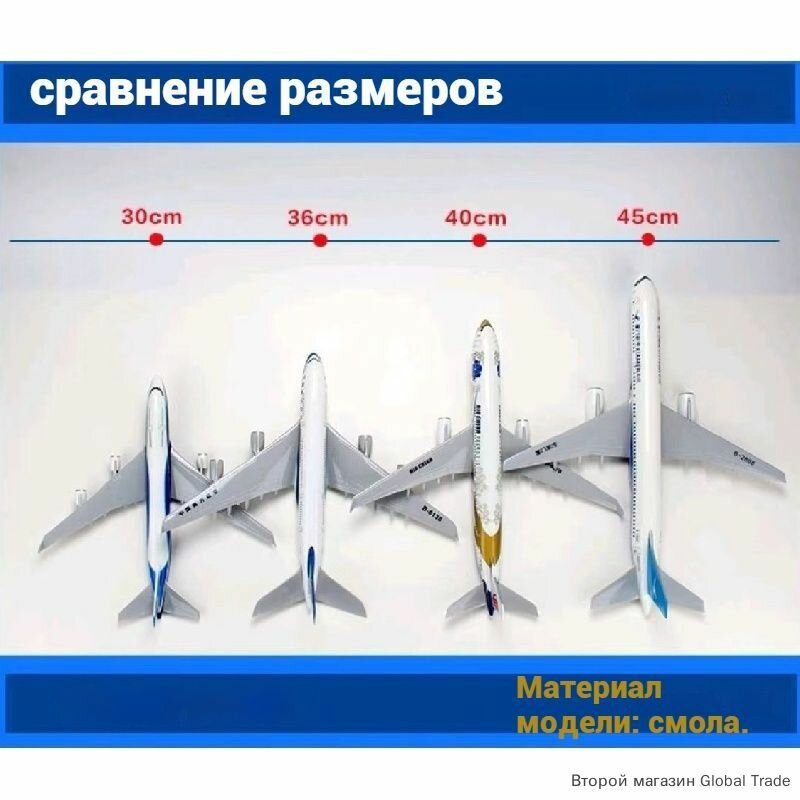 Модель самолета Airbus A380 1/200 с шасси и освещением кабины, детализированная, для коллекции и подарка — фото 1