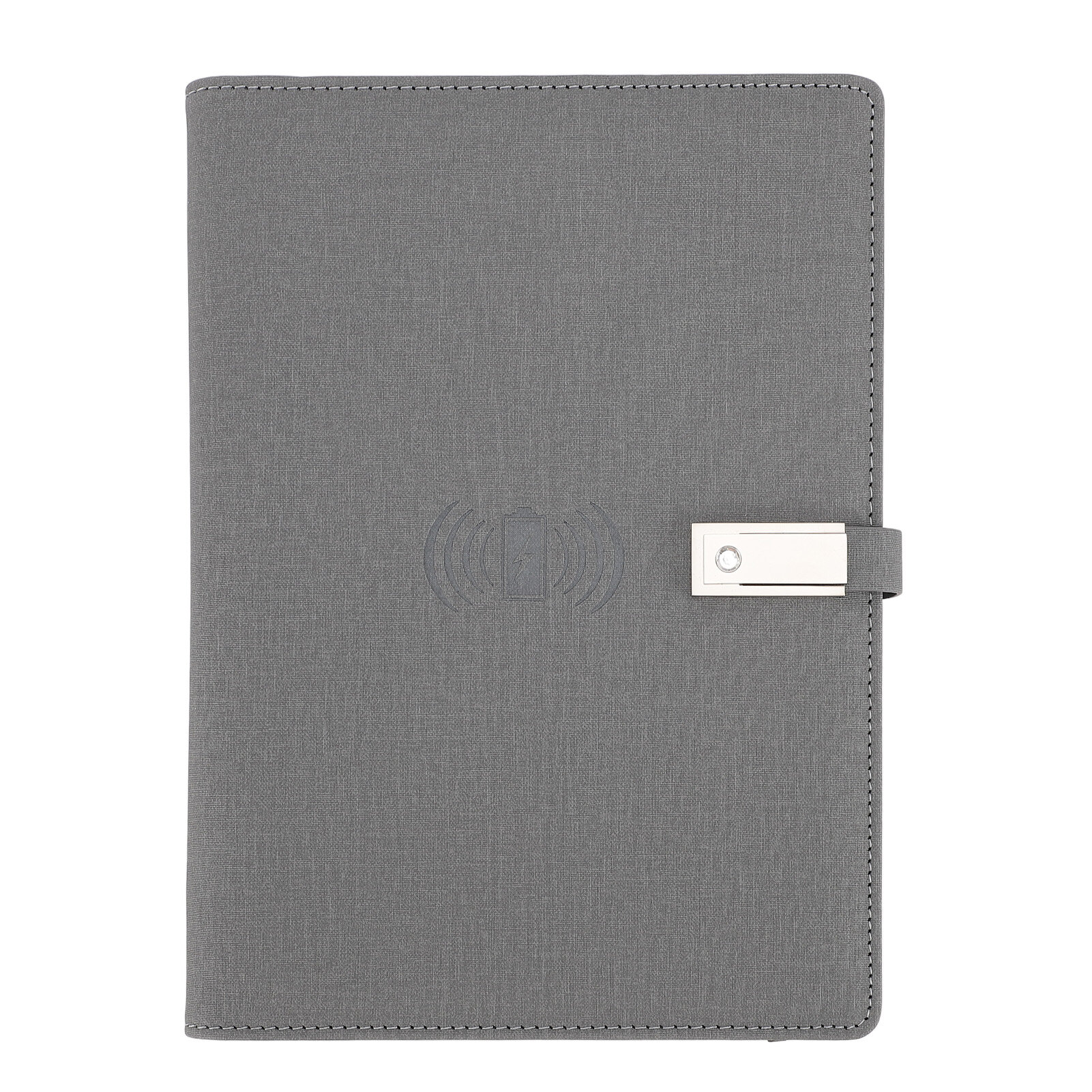 160-страничный беспроводной зарядный ноутбук Smart Notebook 8000mAh Mobile Power Notebook с USB-флеш-накопителем для деловых встреч, ежедневной учебы, серый (A5)