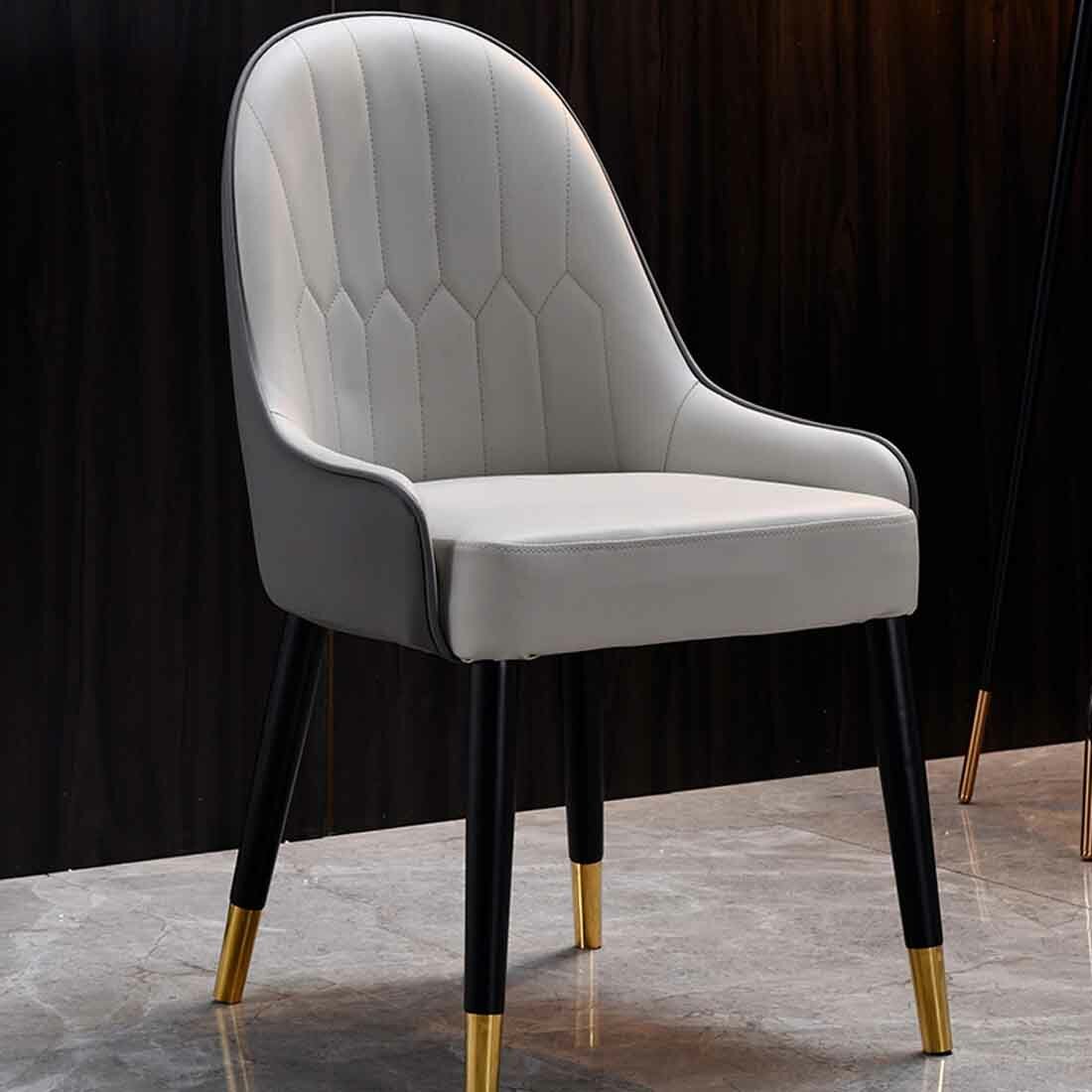 Дизайнерский кожаный стул Scandi с мягким сиденьем (серый)