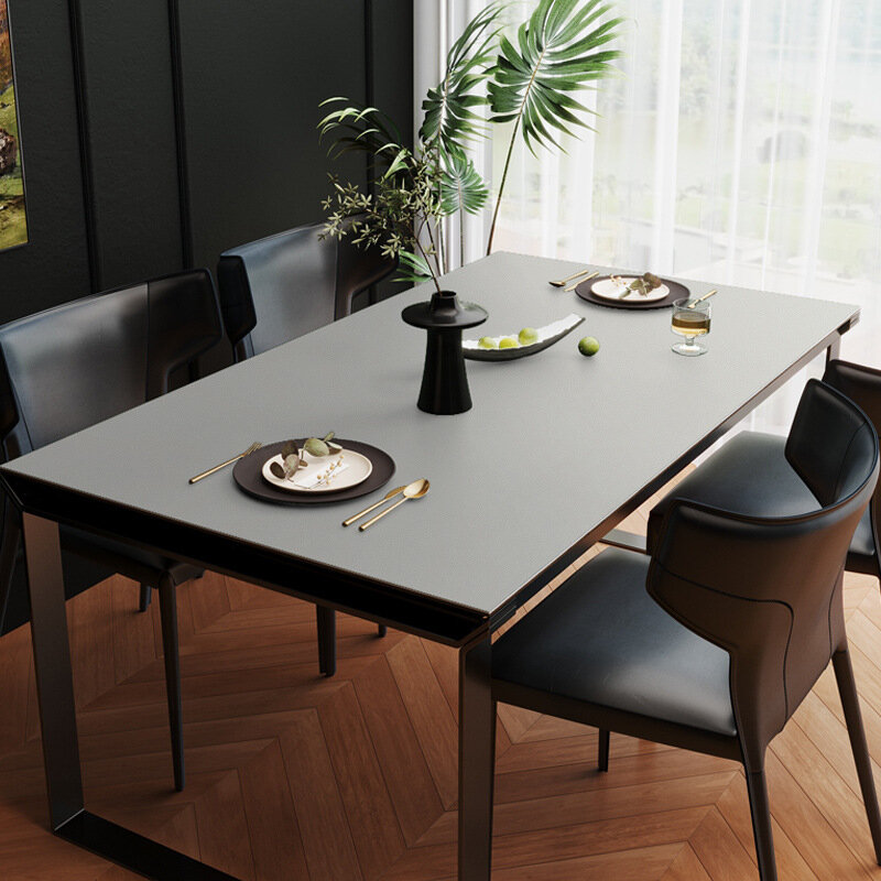 Черный кожаный коврик для стола Маслостойкая водонепроницаемая одноразовая подушка для обеденного стола Защитный коврик для верхней части журнального столика Легкая роскошная высококачественная скатерть