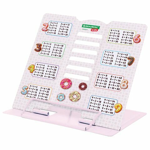 Подставка для книг и учебников BRAUBERG KIDS mini "Food" с таблицей умножения, регулируемый угол наклона, металлическая, 238974
