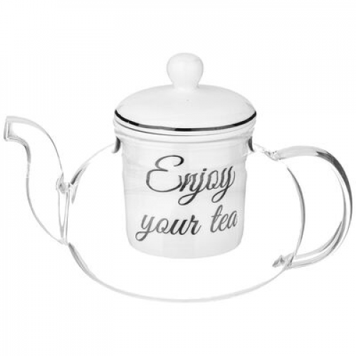 Чайник стекло 650МЛ С фарфоровым ситом BON APPETIT А-М