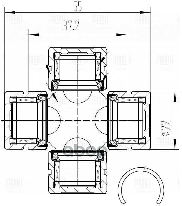 Крестовина для А/М MITSUBISHI DELICA (94-) (22X37.2X55) (CC 406) Trialli арт. CC406