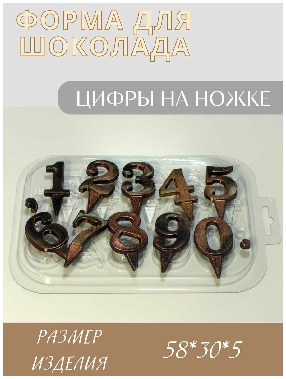 Пластиковая форма кондитерская для шоколада Цифры, прозрачная