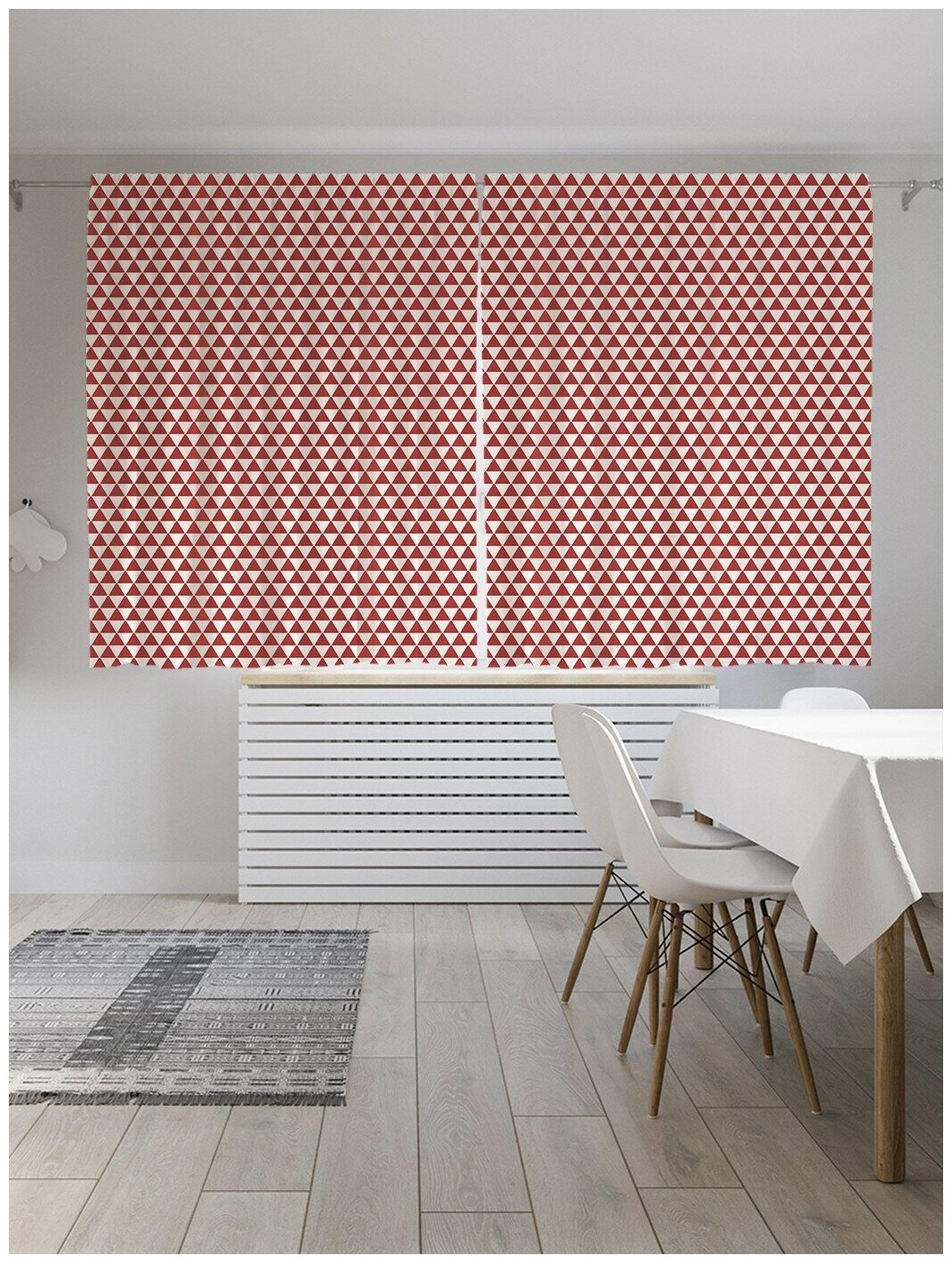 Фотошторы короткие "Полотно треугольников", 2 полотна шириной по 145 см, высота 180 см, JoyArty