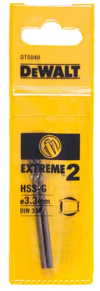 Сверло по металлу DeWalt Ф 3.3 DT5040 (2шт в блистере)