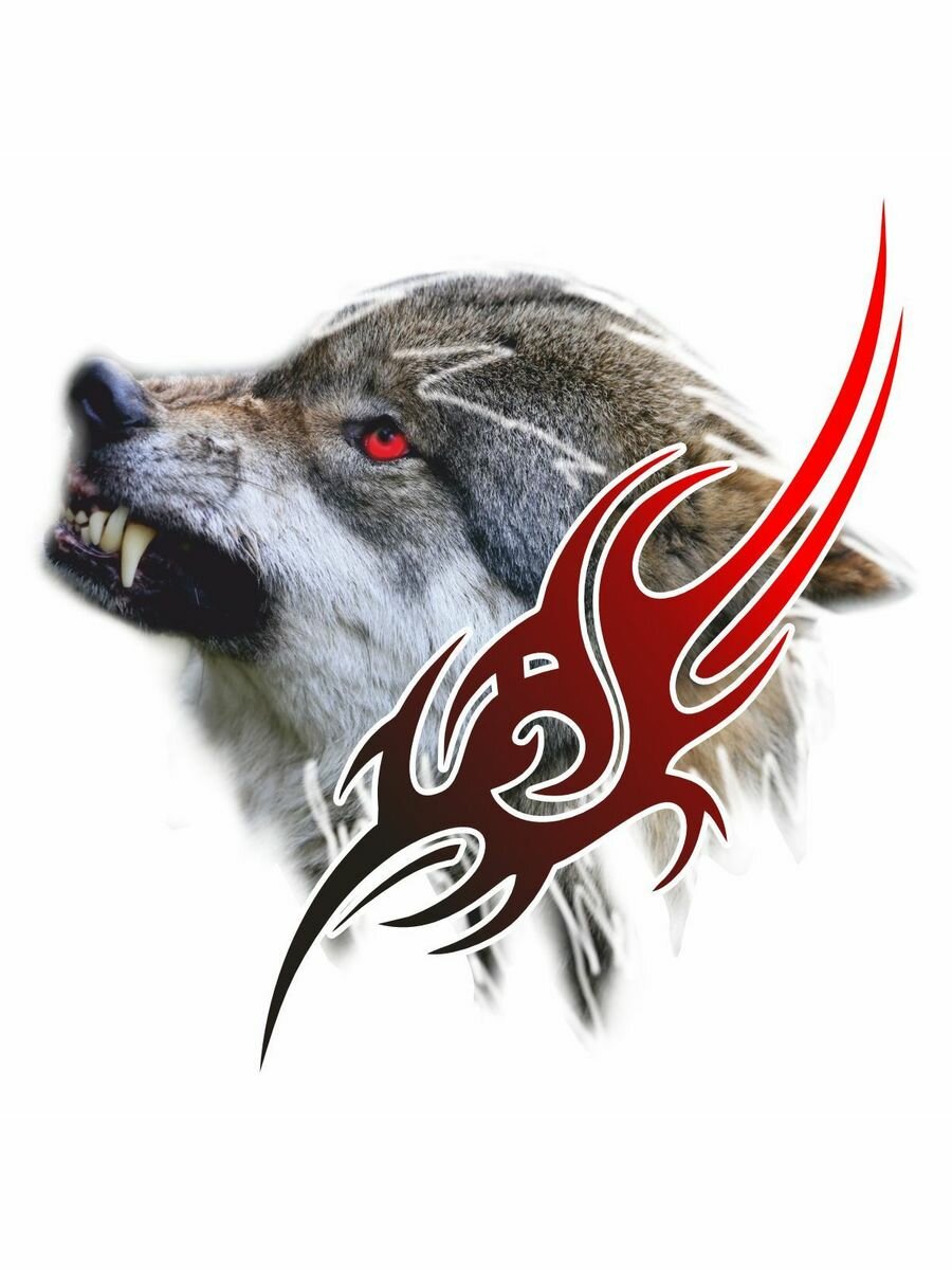Наклейка "Волк(тату)" 375х375мм, Арт рэйсинг