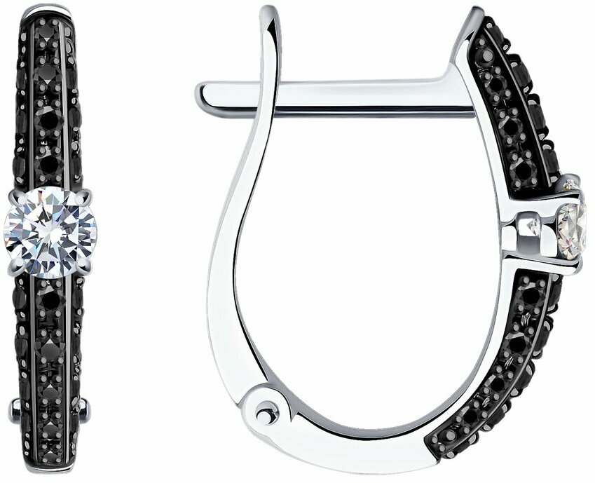 Серьги, белое золото, 585 проба, бриллиант