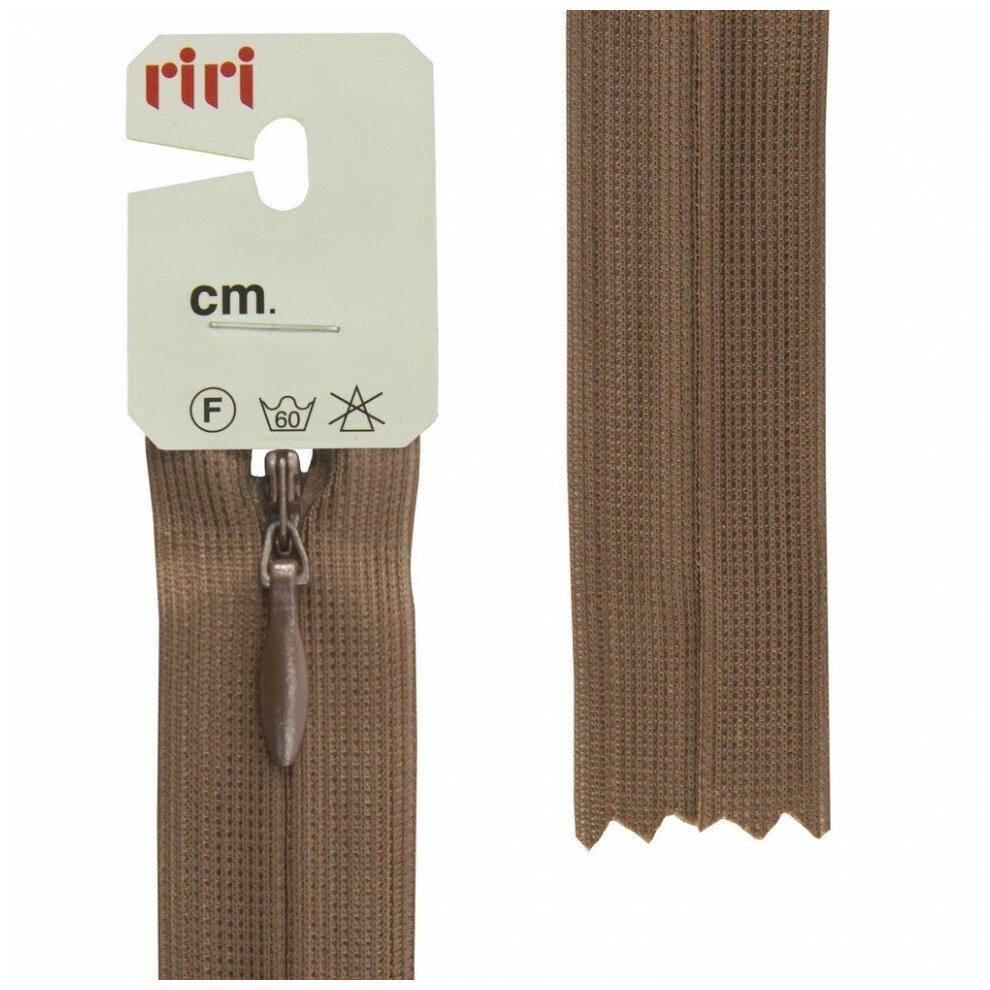 Riri #6010917/60/2237 Молния потайная, неразъемная, 4 мм, 60 см, коричневый темный