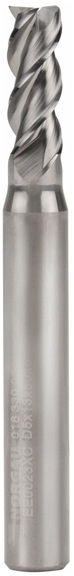 Фреза по металлу концевая NORGAU Industrial твердосплавная, для обработки алюминиевых сплавов, VHM, 5х13х50х6 мм, Z3