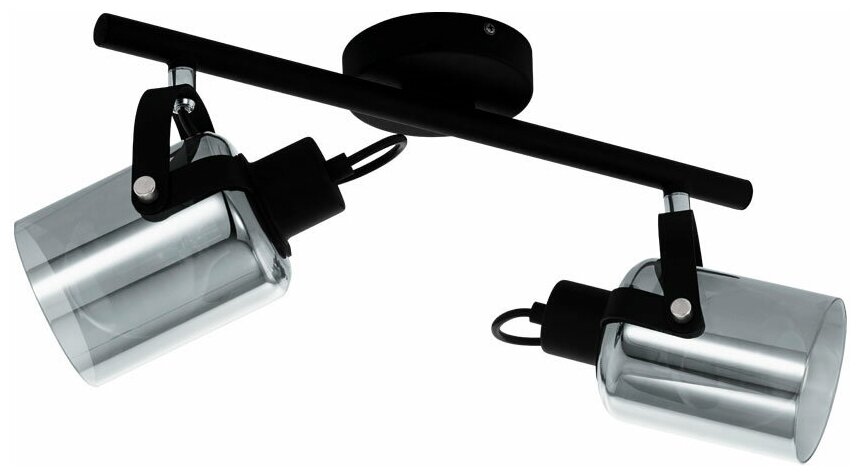 99053 Спот BERREGAS, 2x40W(E27), сталь, черный, хром/стекло с напылением, черный прозрачный