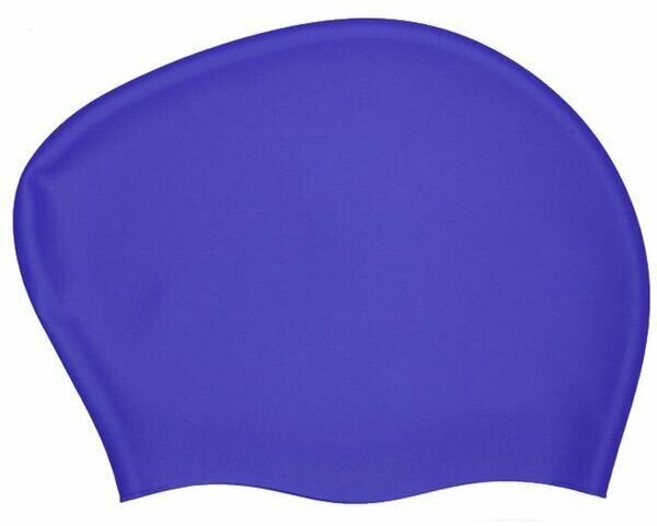 Шапочка для плавания для длинных волос силиконовая E3970, синяя