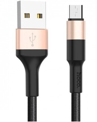 Кабель USB-Am/MicroBm 2.0 Hoco X26 2A Black-Gold - 1м черно-золотой