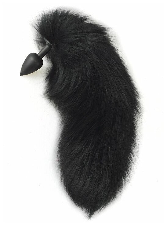 Черная анальная пробка с хвостом из черного песца, Sitabella, черный, термопластичный эластомер (TPE), 2.80, SB-9012